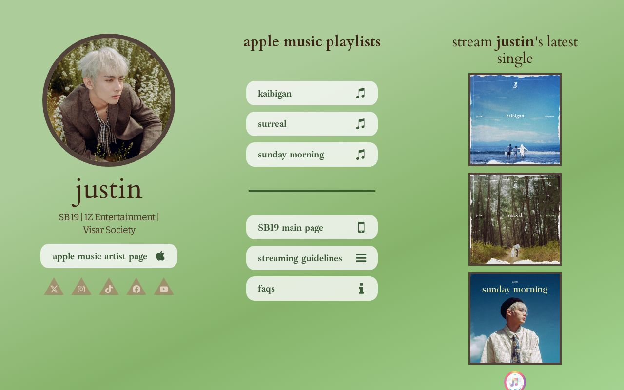 JUSTIN Apple Music Streaming Page